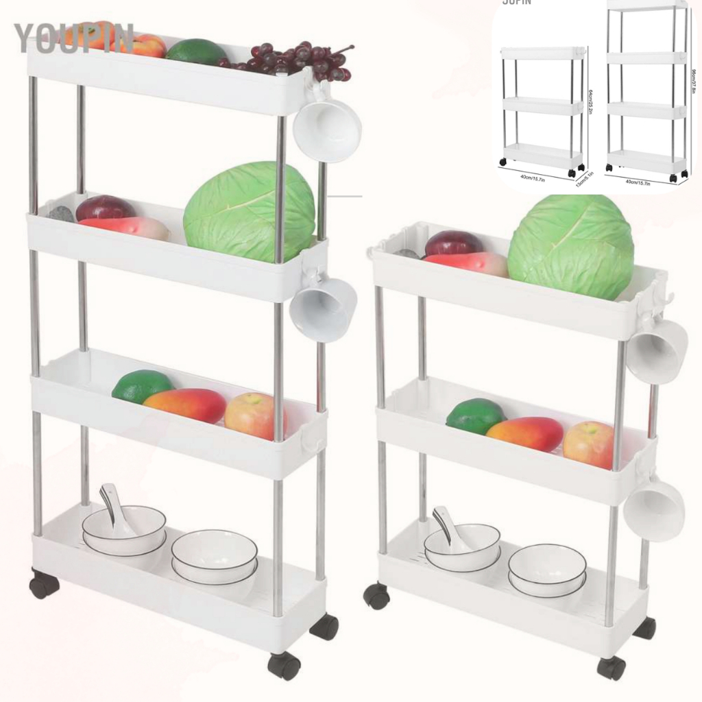 Youpin Multilayer Slim Storage Cart Mobile Shelving Unit Organizer Rack ...