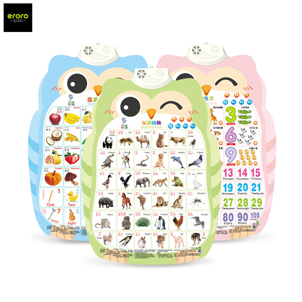 ERORO โปสเตอร์นกฮูกพูดได้ 1-3ภาษา กดมีเสียง สำหรับเรียนรู้คำศัพท์ภาษา ...