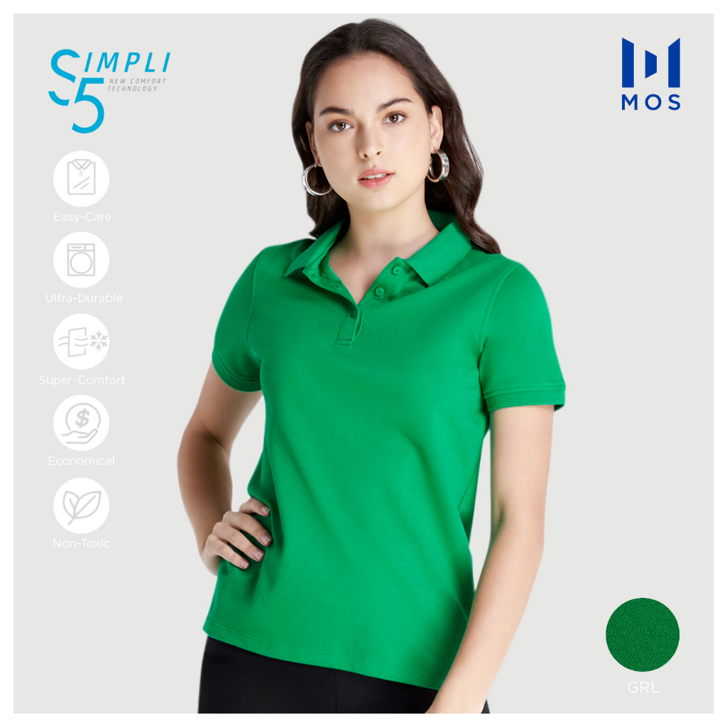 MOS เสื้อโปโลหญิง รุ่น SIMPLI5 ผ้าประหยัดไฟเบอร์ 5 ยับยาก ไม่ต้องรีด ...