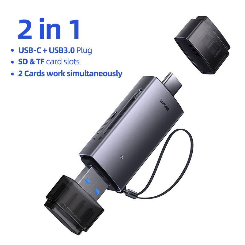 Baseus การ์ดรีดเดอร์ Card Reader อะแดปเตอร์การ์ดรีดเดอร์ USB A & Type C ...