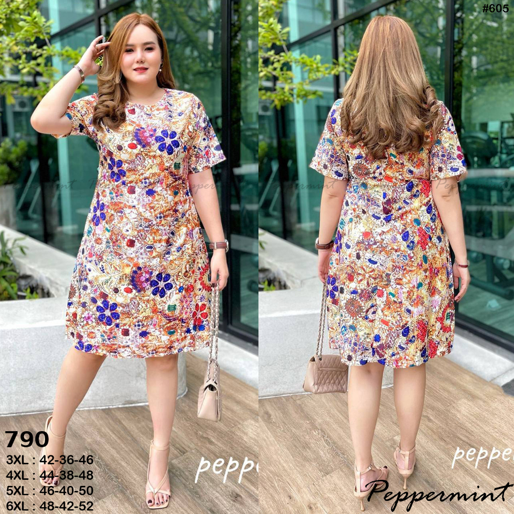 ราคาพิเศษ ‼️งานป้ายสาวอวบ เดรสไซส์ใหญ่ ลายอัญมณี เพชรพลอย เฮงๆ ปังๆ จ้า Sizeถึง48 Peppermint ...