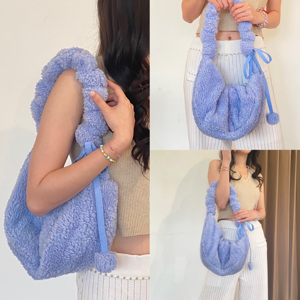 Fluffy cozy bag กระเป๋าขนนุ่ม ปรับสายได้ มีกระเป๋าด้านใน | Shopee Thailand