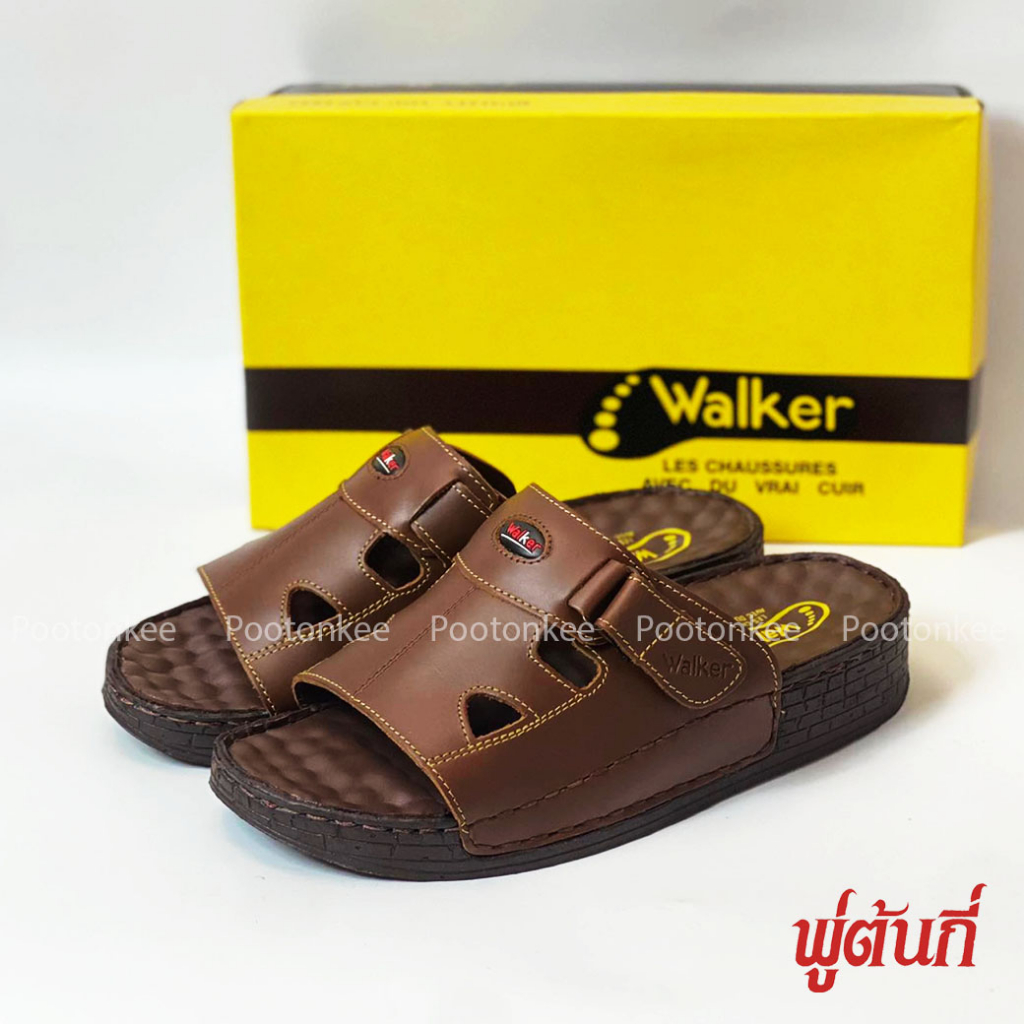 Walker รุ่น WB 656 รองเท้าวอคเกอร์ สีดำ น้ำตาล รองเท้าแตะหนังผู้ชาย ...