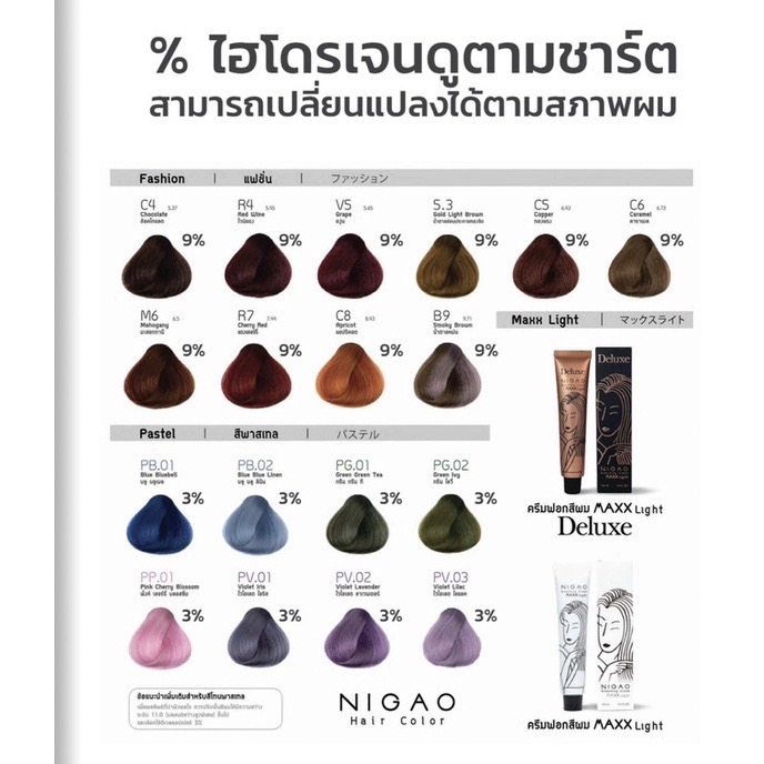 (C4- B9)สีนิกาโอะโทนสีแฟชั่น ครีมเปลี่ยนสีผม สีผมนิกาโอะ Nigao Hair Color สีผม 100 ml. + ไฮโดร ...