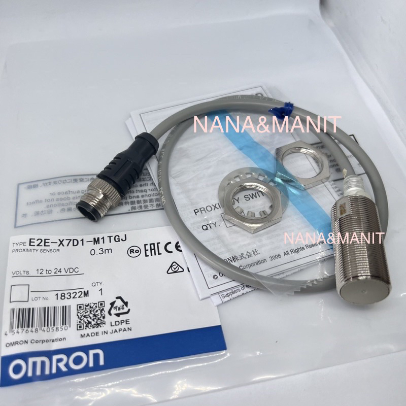E2E-X7D1-M1TGJ ️MADE IN JAPAN ️หัว M18 จับโลหะ ระยะจับ 7MM NO 2สาย เสียบเเจ๊ค 12มิล ไฟ 12-24VDC ...