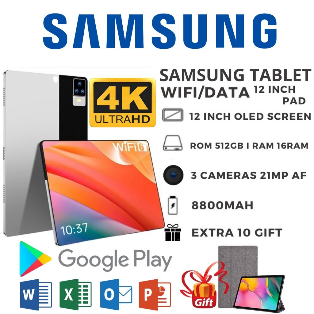 5G Tablet Samsung Galaxy 12 Inch Tablet P20 16GB+512GB Learning Tablet for Online Classroom HD ...