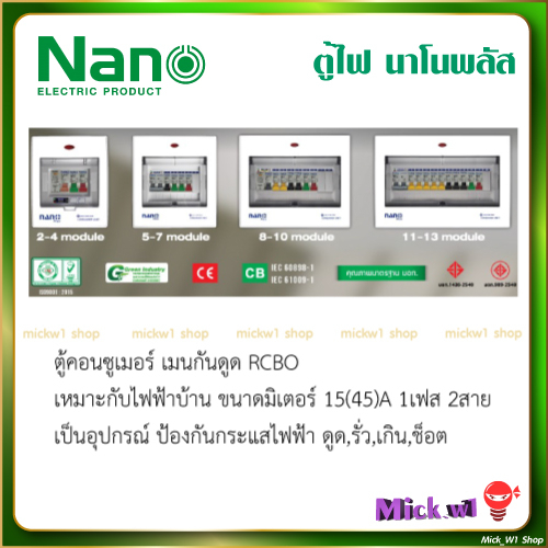 Nano Plus ตู้คอนซูเมอร์ มีกันดูด RCBO 2ช่อง 4ช่อง 6ช่อง 10ช่อง 12ช่อง ...