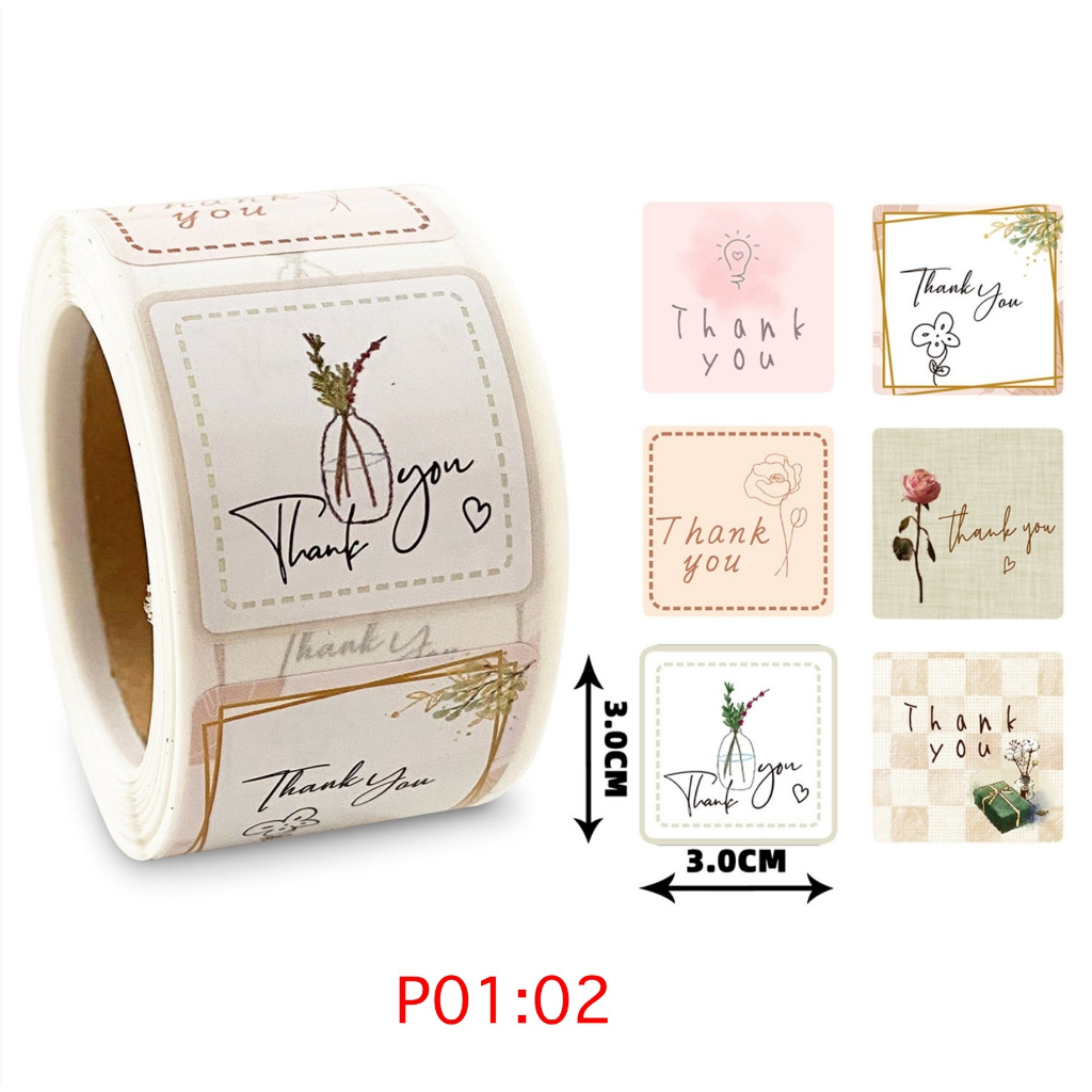 สติ๊กเกอร์ Thank you เหลี่ยม พร้อมส่ง ขนาด3x3cm | Shopee Thailand