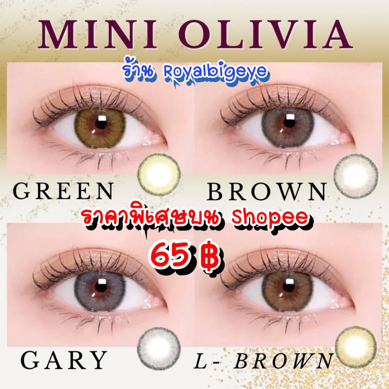 รวมคอนแทคเลนส์ Mini Olivia Brown / Light Brown / Gray / Green (Kitty Kawaii)[มีค่าสายตาสั้นถึง ...