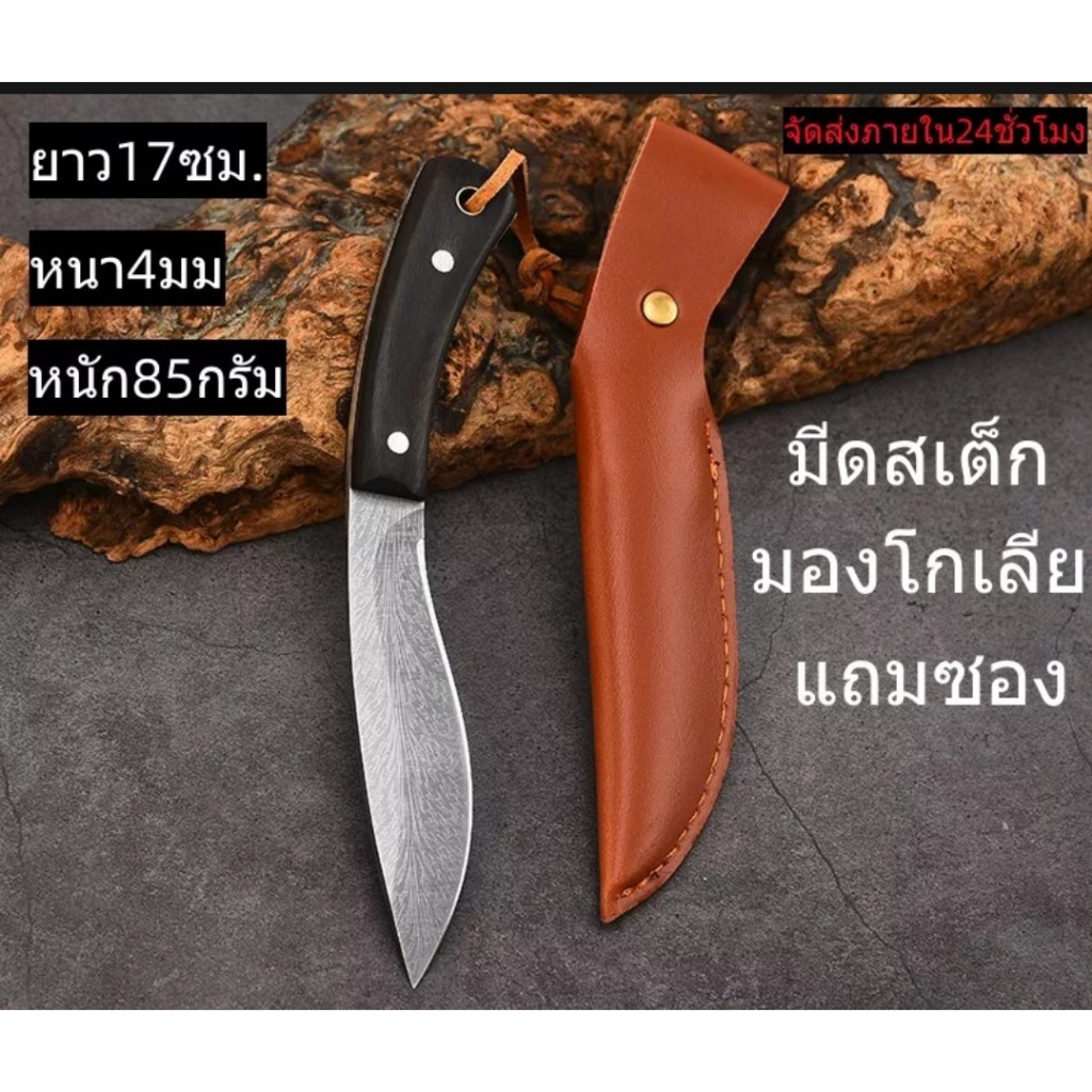 SD18 มีดหั่นสเต็ก มีดบาบิคิว มีดสเต็ก พร้อมซอง/ มีดแคมป์ปิ้ง ยาว17ซม. ...