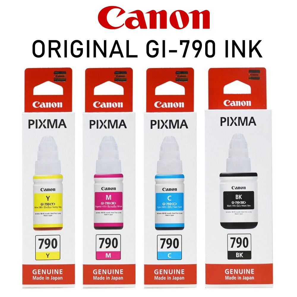 หมึกเติม CANON INK # GI-790 หมึกขวดแท้ 4 สี BK / C / M / Y สำหรับ Canon ...