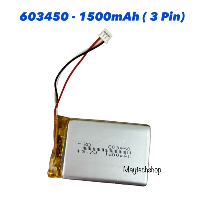 603450 3.7V 1500mAh Lithium Polymer LiPo Rechargeable Battery 3Pin 1.25 ...