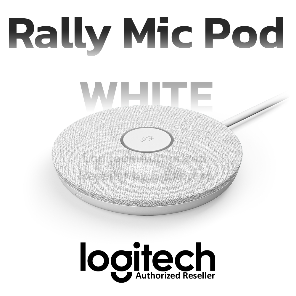 Logitech Rally Mic Pod (White) ไมโครโฟนสำหรับการประชุม สีขาว ของแท้ ...