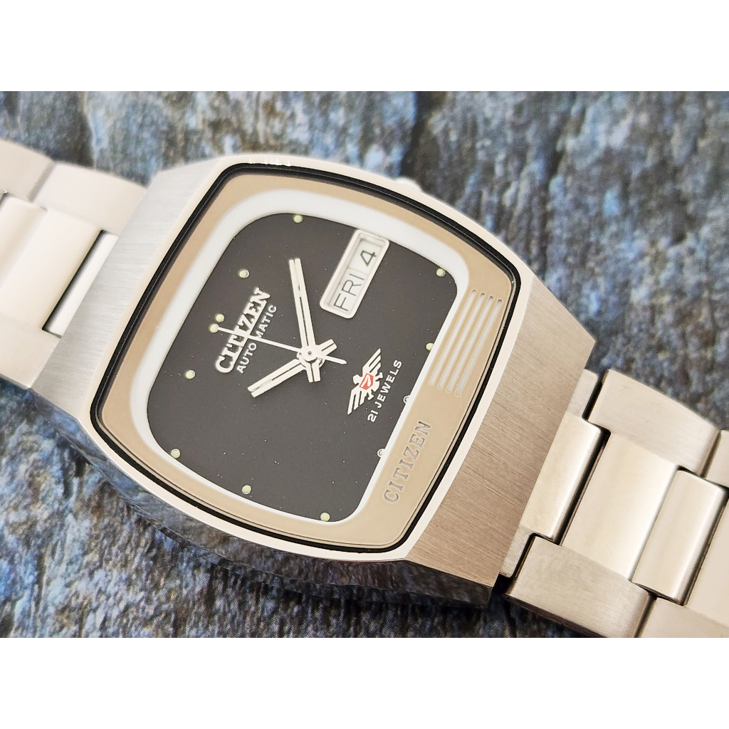 นาฬิกา Citizen automatic caliber 8200 จากปี 1970 สภาพสวยมาก หน้าปัดสีดำ ...