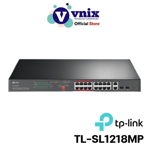 TL-SL1218MP TP-Link 16-Port 10/100 Mbps + 2-Port Gigabit Rackmount Switch with 16-Port PoE+ By ...