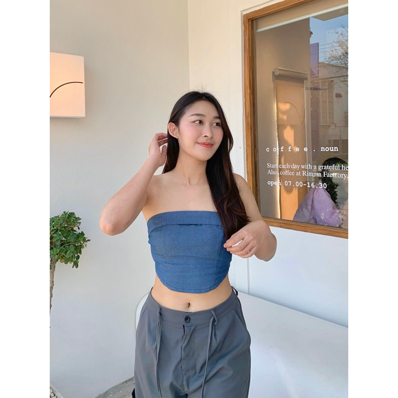 vivibonne.studio - Daisy tube top เสื้อเกาะอกยีนส์ | Shopee Thailand