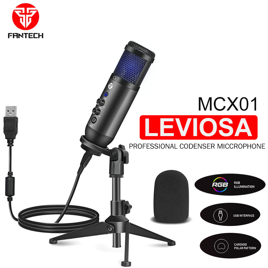 Microphone FANTECH MCX-01 LEVIOSA RGB Professional Condenser Microphone ...