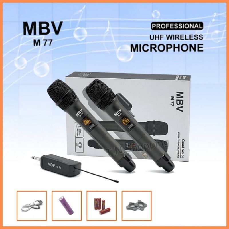 MBV ไมค์ลอยเดี่ยว (รุ่น M7) ไมค์ลอยคู่ (รุ่น M77) แบบพกพา ชุดรับ-ส่งไมโครโฟนไร้สาย | Shopee Thailand