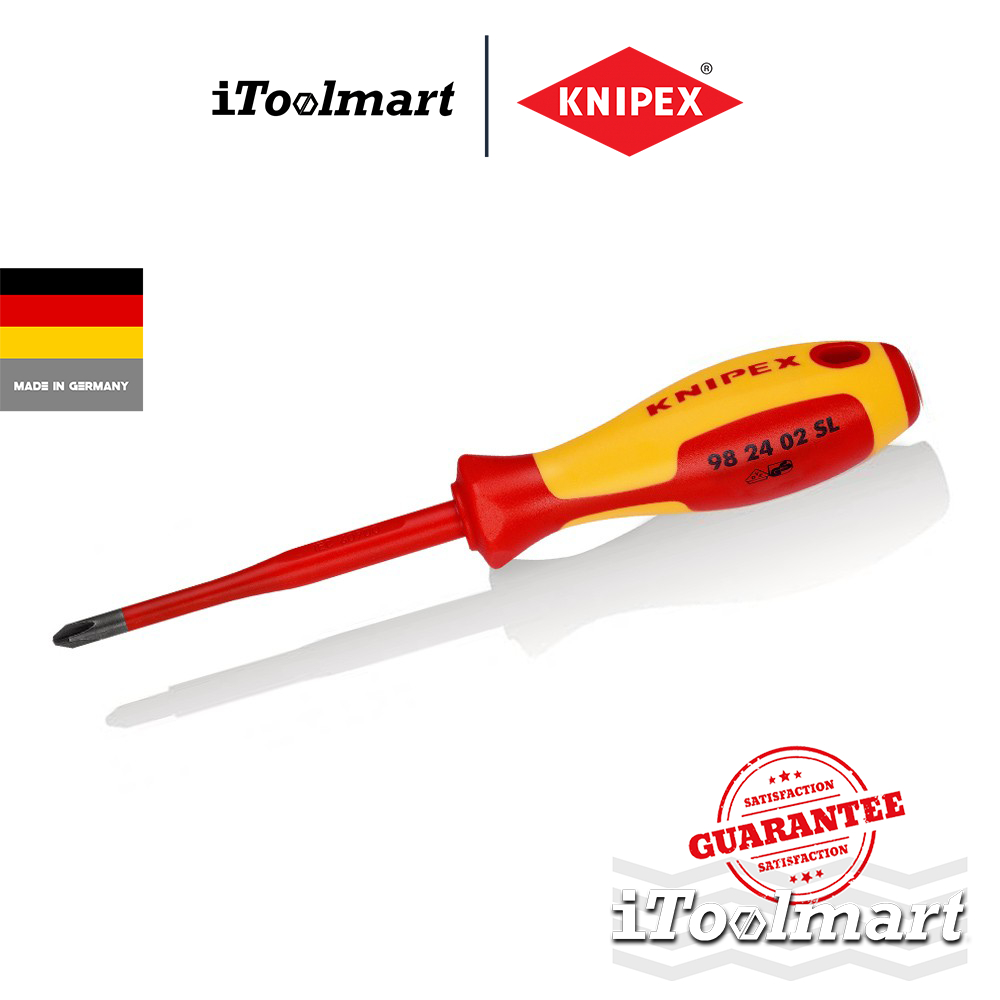 KNIPEX PH2 (Slim) Phillips 98 24 02 SL ไขควง VDE หุ้มฉนวน ขนาด 100 mm. แกนเล็ก | Shopee Thailand
