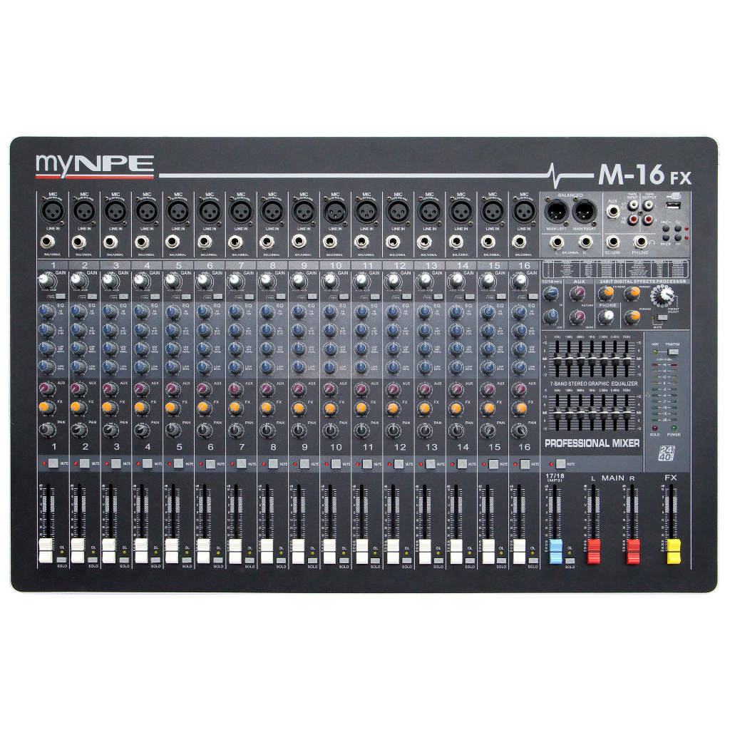 ฟรีค่าส่ง MY NPE M-16 FX มิกซ์เซอร์อนาล็อก 16 CH พร้อมเอฟเฟคแท้ 16 DSP ...