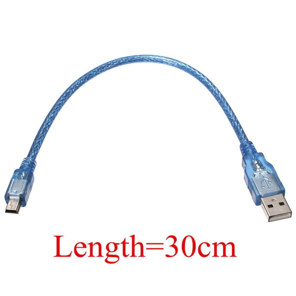 สาย USB TO Mini 5Pin 30cm สีฟ้า USB 2.0 Type A Male to Mini B 5pin Male ...