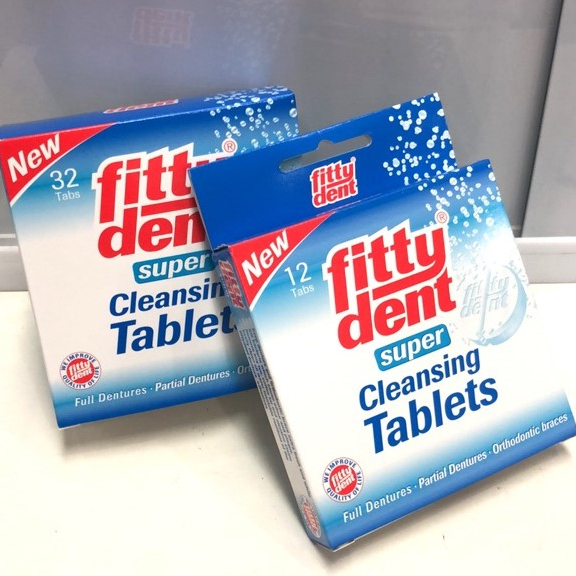 Fitty Dent Super Cleansing Tablets เม็ดฟู่ ทำความสะอาดฟันปลอม 12 เม็ด ...