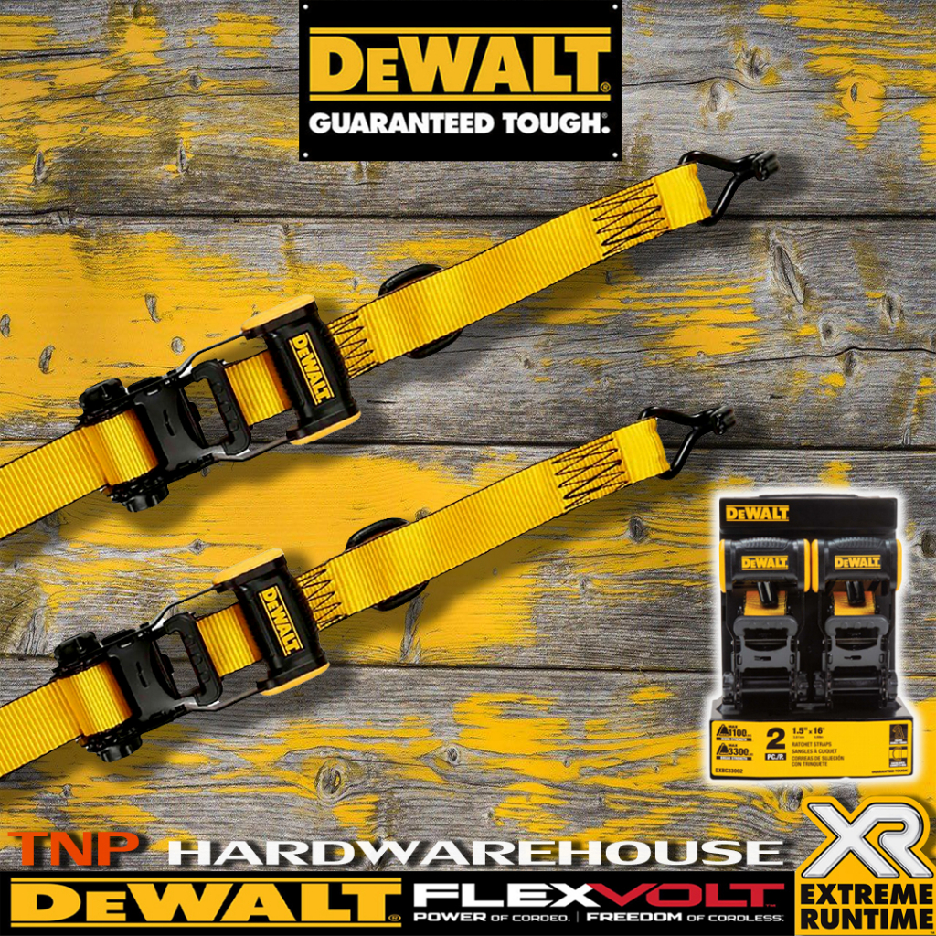 DEWALT สายรัด (งานหนัก) 1.5" x 16' Ratchet Tie-Down Straps 3300 LB Break Strength | Shopee Thailand