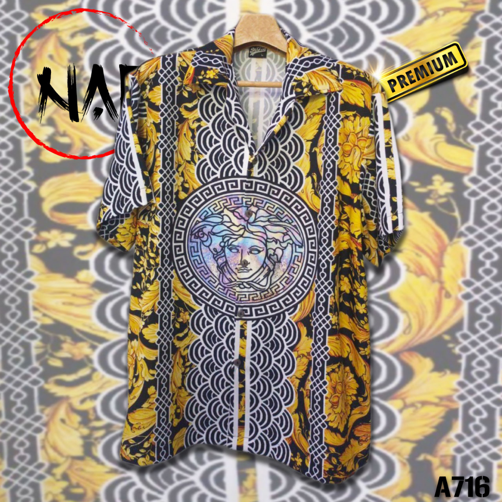 เสื้อฮาวาย เสี่ยแถวตรง A716 ผ้าไหมอิตาลีแท้ | Shopee Thailand