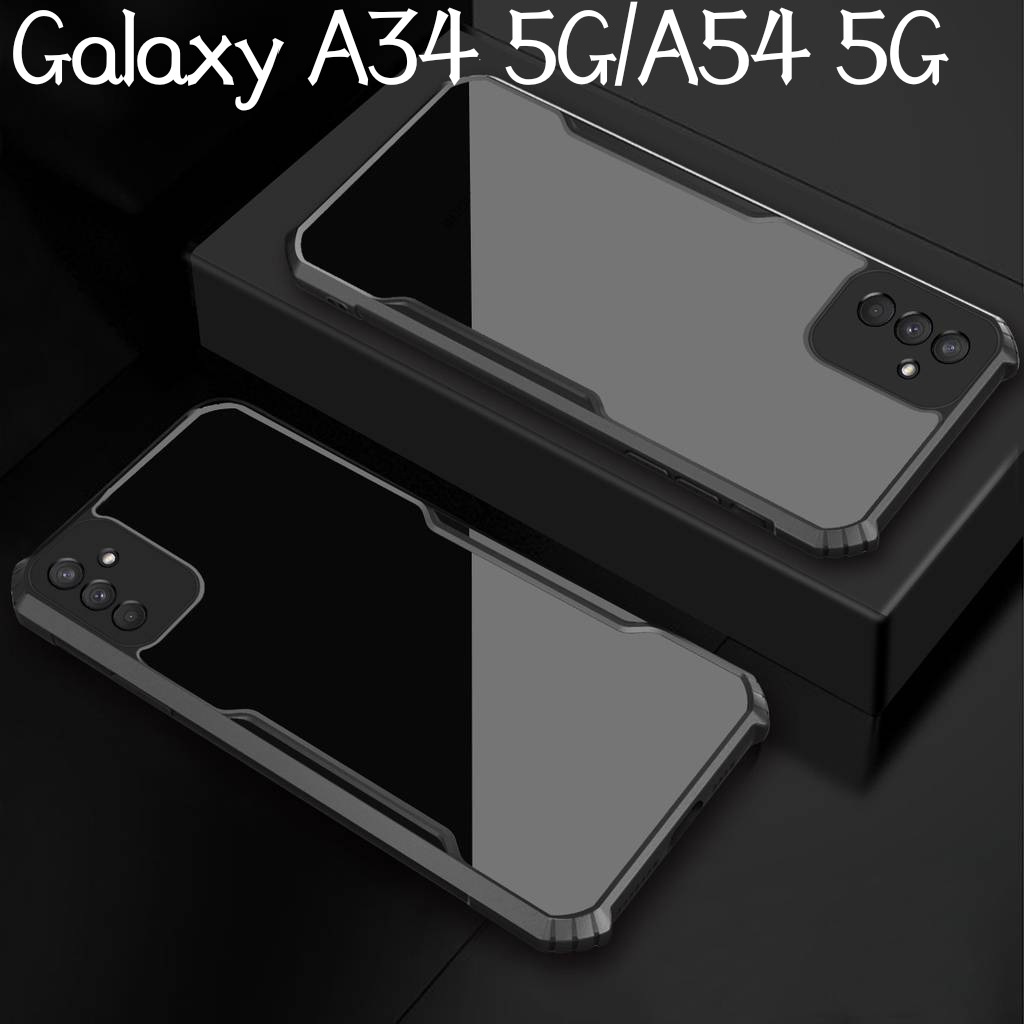 Galaxy A25 5G/A35 5G/S23 FE/A15/A05/A05S/M14 5G/M34 5GเคสกันกระแทกขอบสีหลังใสSamsung A24/A14 5G ...