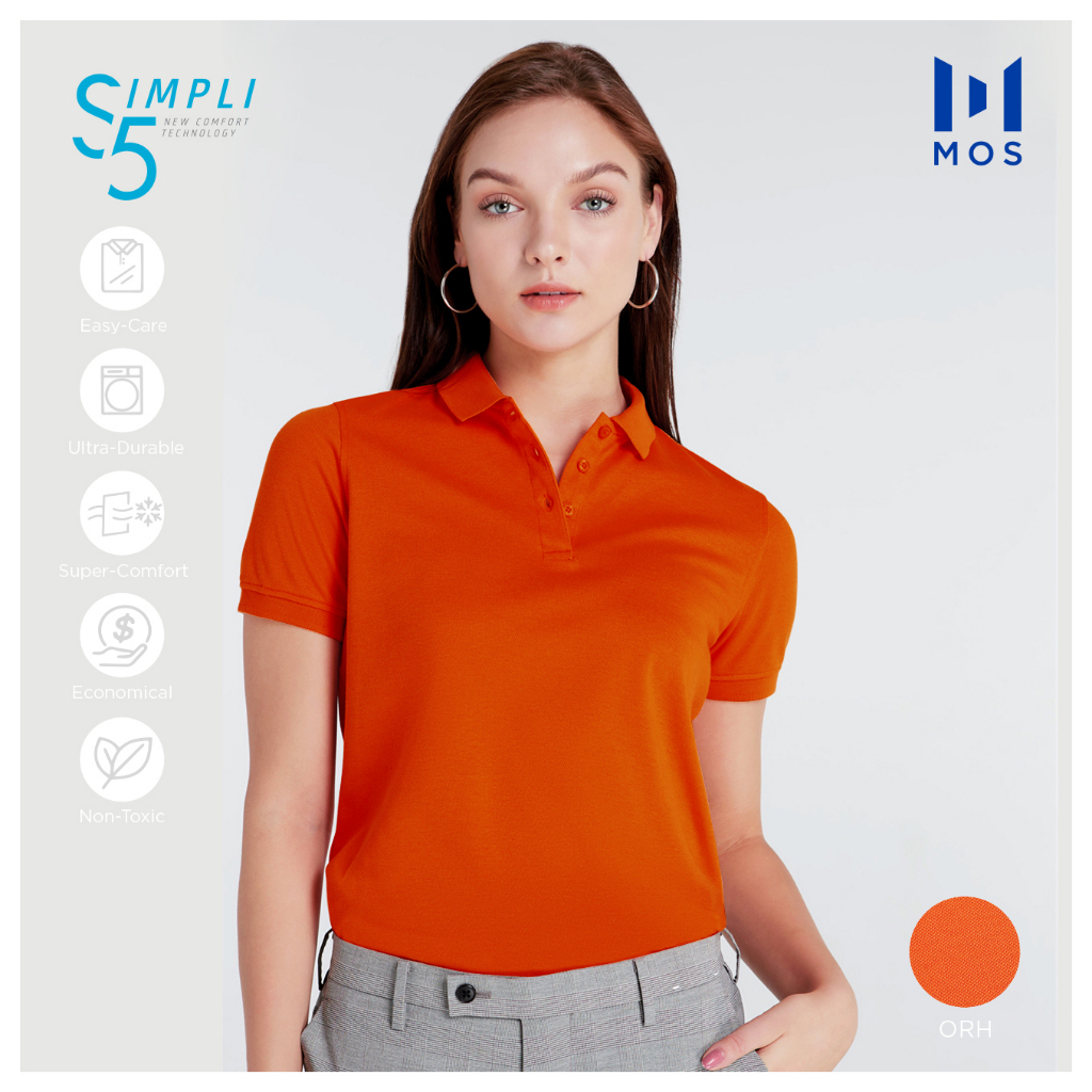 MOS เสื้อโปโลหญิง รุ่น SIMPLI5 ผ้าประหยัดไฟเบอร์ 5 ยับยาก ไม่ต้องรีด ...
