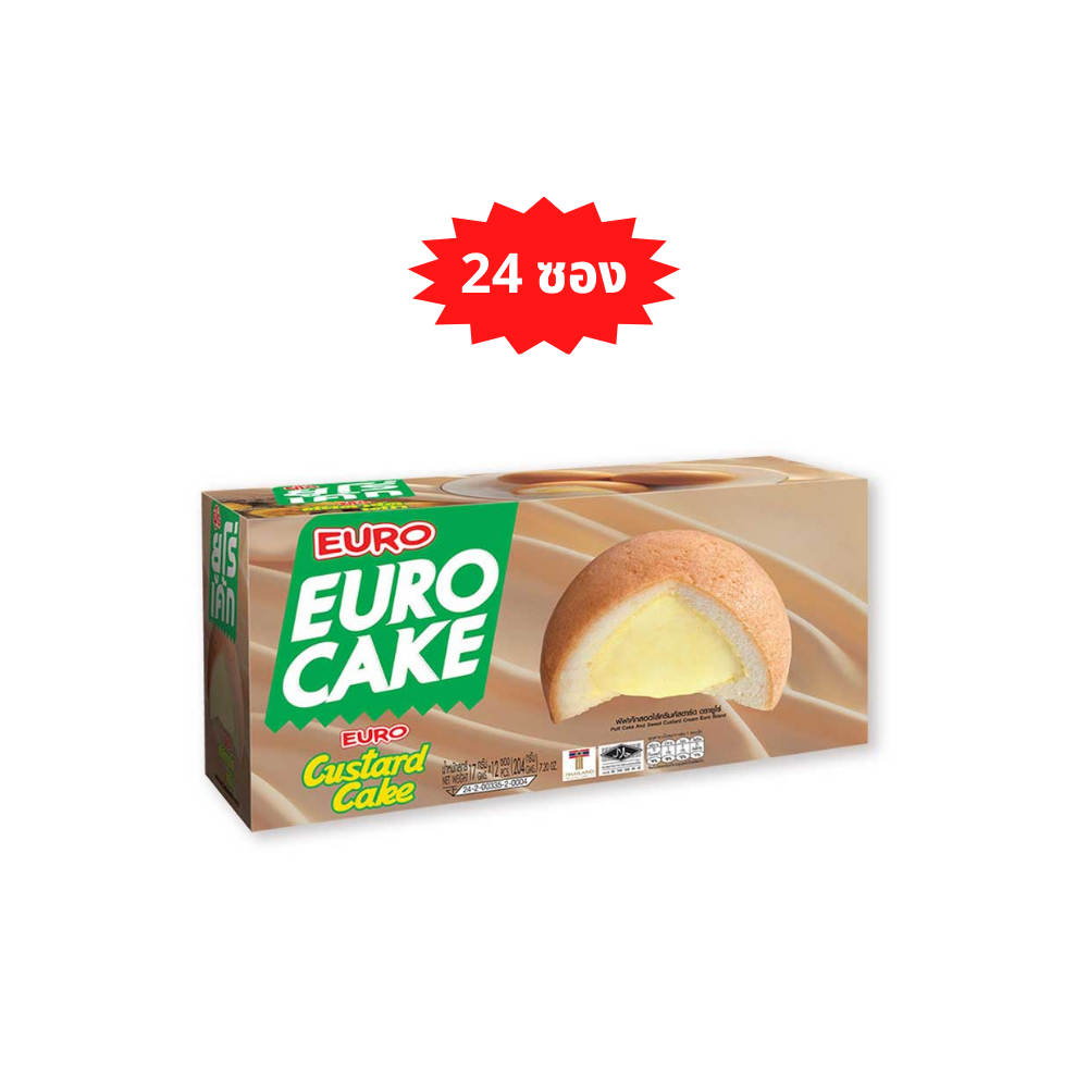 EURO CAKE ยูโร่ พัฟเค้ก สอดไส้ครีมรสคัสตาร์ด 2 แพ็ค 24 ซอง | Shopee ...