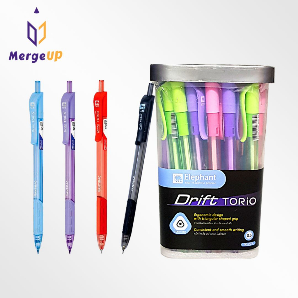 ปากกาลูกลื่น 0.5 DRIFT TORIO ELEPHANT หมึกน้ำเงิน หมึกแดง หมึกดำ ...