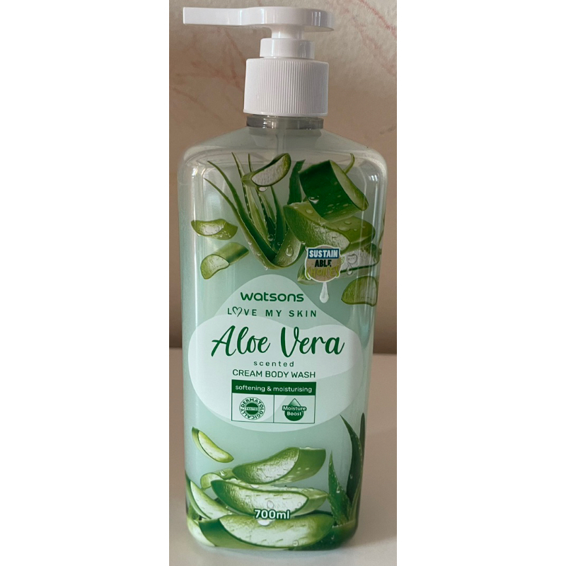 ครีมอาบน้ำผสมว่านหางจรเข้ WATSONS Aloe Vera scented Cream Body Wash วัต ...