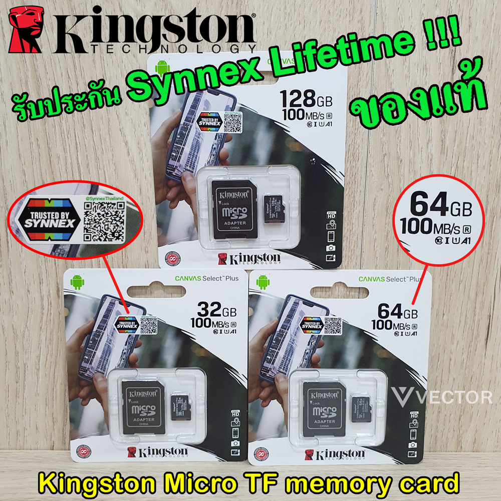 Kingstonแท้100% แมม Micro 32G Micro 64G Micro 128G class10 รับประกันSynnex ตลอดชีวิตLifetime ...