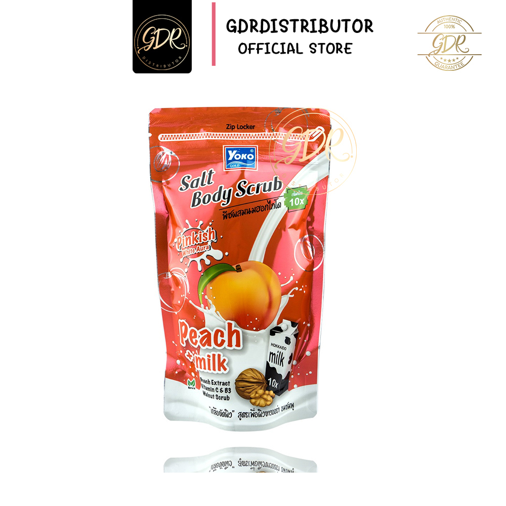 โยโกะ เกลือสปาขัดผิว สูตรพีช+น้ำนมฮอกไกโดเข้มข้น 10 เท่า YOKO GOLD SALT BODY SCRUB PEACH PLUS ...