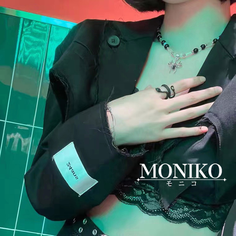 MONIKO สร้อยคอลูกปัด จี้แมงมุม ประดับเพชร สีดํา สไตล์ฮิปฮอป สําหรับผู้ชาย และผู้หญิง | Shopee ...