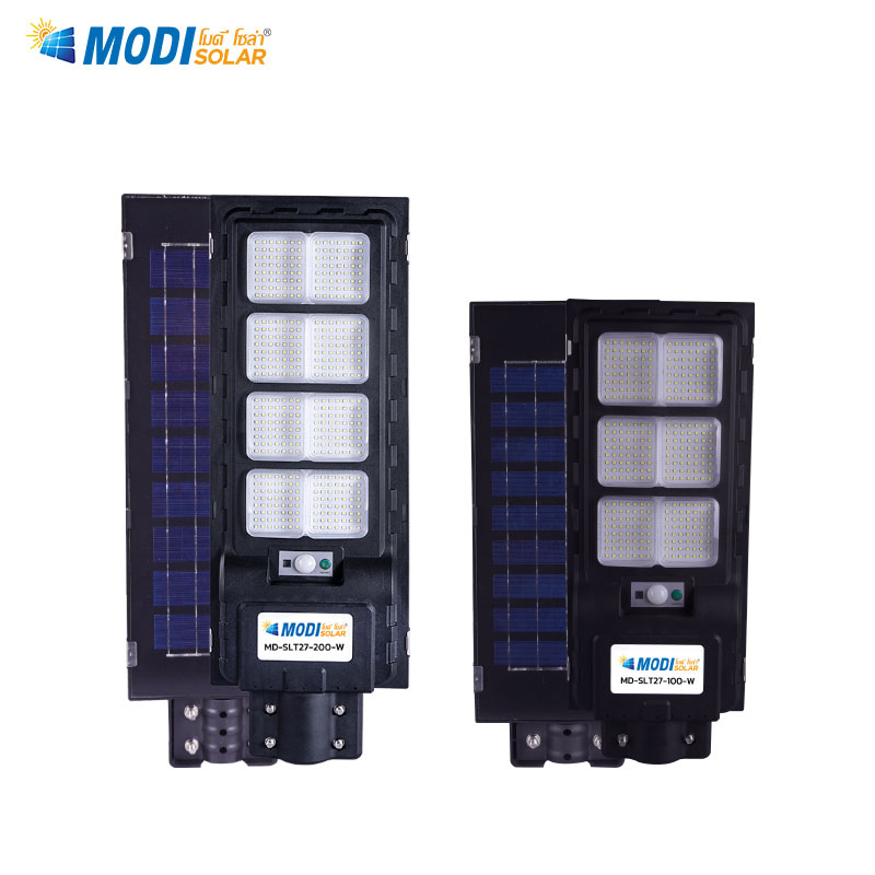 MODI โคมไฟถนนโซล่าเซลล์100W 200W แสงขาว ระบบเซนเซอร์ Solar street light ...