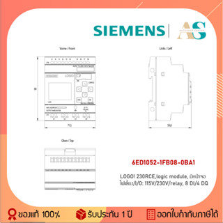 Siemens mini PLC LOGO!8 ไฟเลี้ยง 115/230 V 8 DI/ 4 DO (รีเลย์) มีหน้าจอ ...