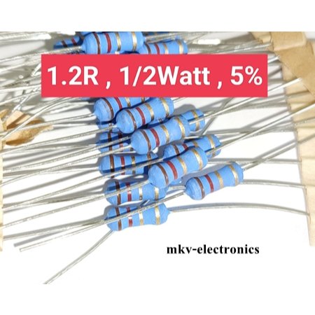 (20ตัว) 1.2R , 1.2โอห์ม , Metal Oxide Film Resistor 1/2Watt 1/2วัตต์ (รหัสสินค้า M01625 ...