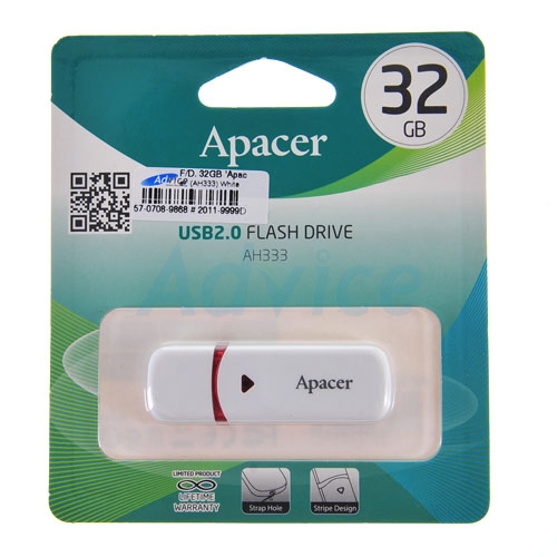 Flash Drive 32 GB APACER (AH333) White | Shopee Thailand