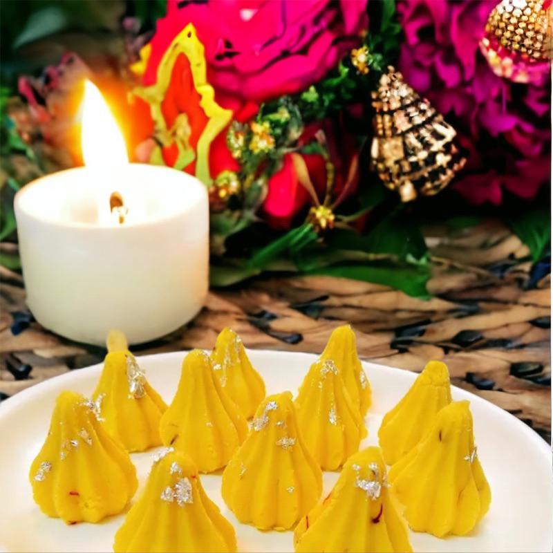 โมทกะก้อนทอง มีส่วนผสมของหญ้าฝรั่น Basan Modak สูตรอินเดีย ไหว้องค์เทพ ...