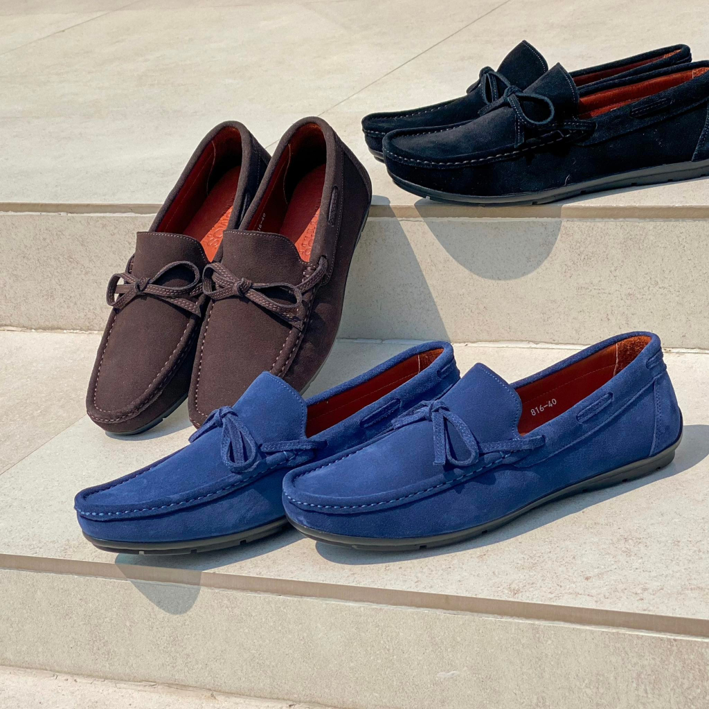 COSMOS SHOES รองเท้าคัชชู โลฟเฟอร์หนังกลับแบบสวม รุ่น Goulburn Tie มี ...