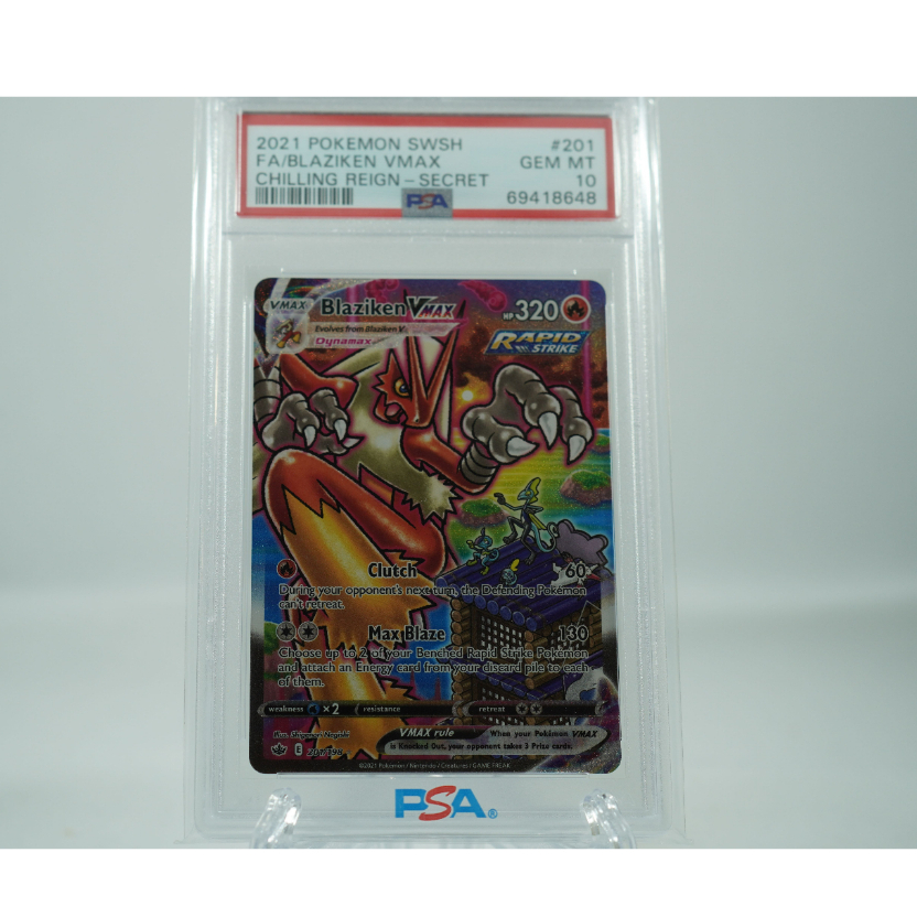 Pokemon Card "Blaziken VMAX Alt PSA 10 201/198" ENG Chilling Reign | Shopee Thailand