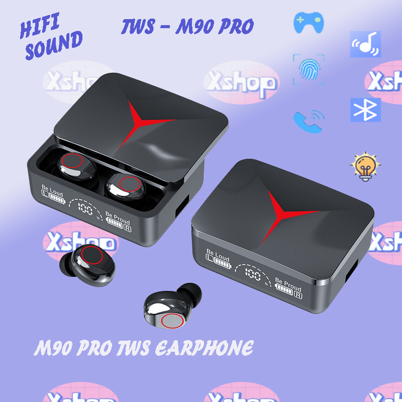 หูฟังไร้สาย Bluetooth M90 TWS พร้อมจอแสดงผล LED หูฟังควบคุมการสัมผัส ...