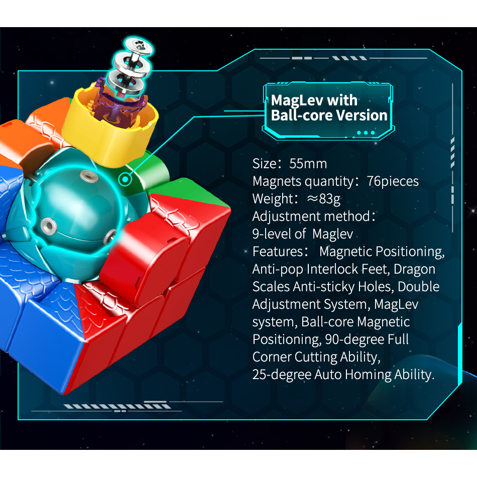 รูบิค 3x3 MoYu HuaMeng YS3M (Magnetic, MagLev, Ball-Core, UV Coated, UV ...