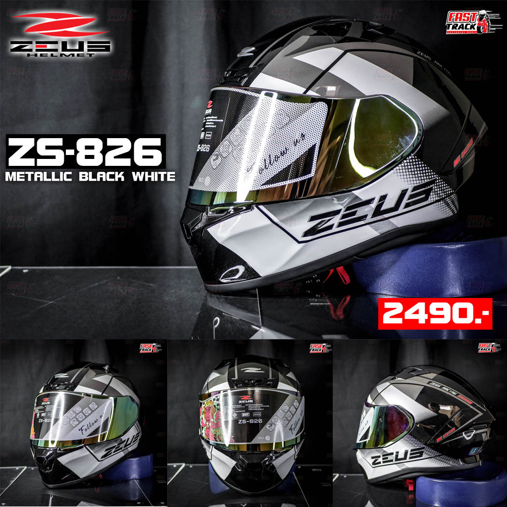 ZEUS HELMET หมวกกันน็อคเต็มใบ รุ่น ZS-826 เเถมฟรีชิลด์ปรอท | Shopee ...