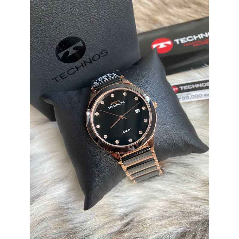 Technos Ceramic Diamond Marker Black Dial | Shopee Thailand
