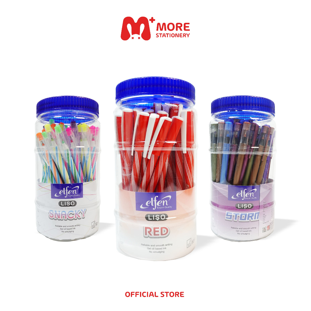 Elfen (เอลเฟน) ปากกาลูกลื่น ขนาด 0.5 mm. รุ่น Liso ลิโซ่ (กระปุก 50 ...