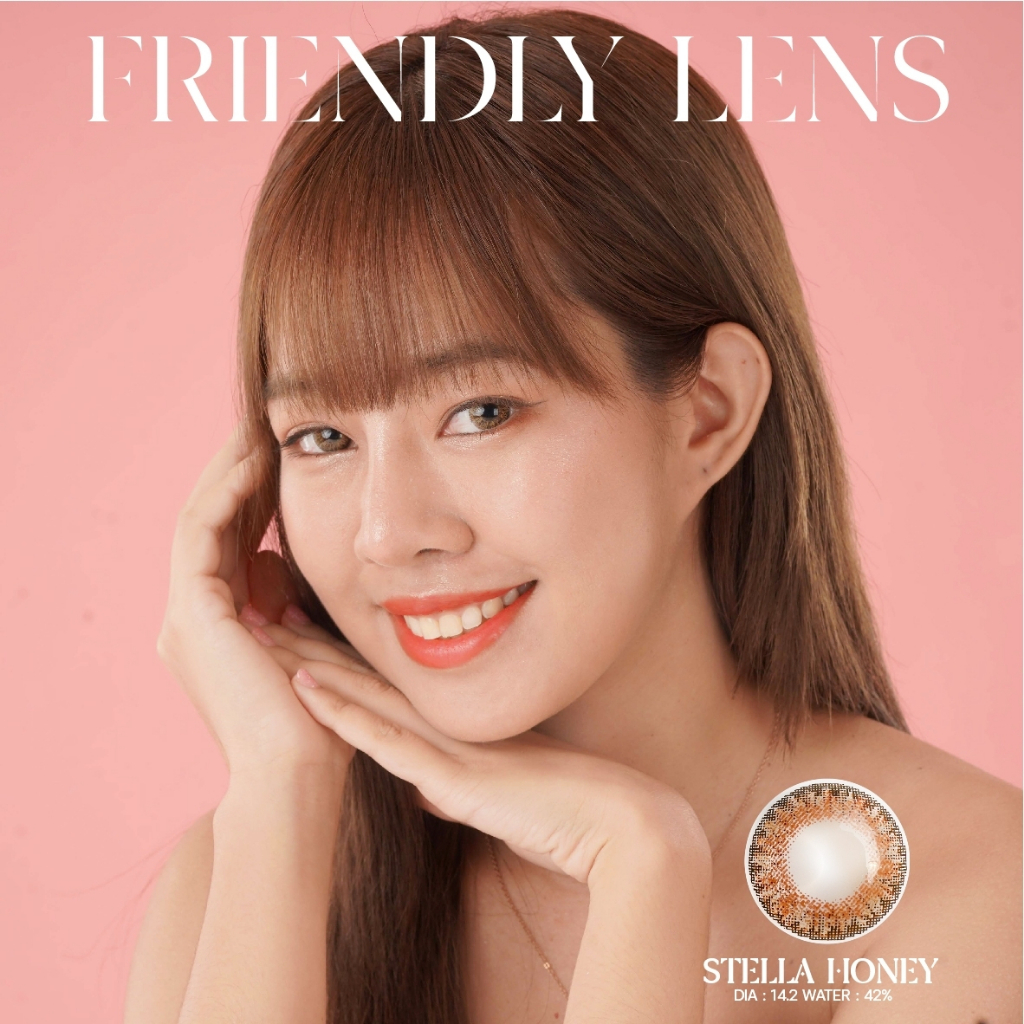 Friendly lens คอนแทคเลนส์ สี Stella Honey BA 8.6 DIA 14.2 ค่าอมน้ำ42% ...