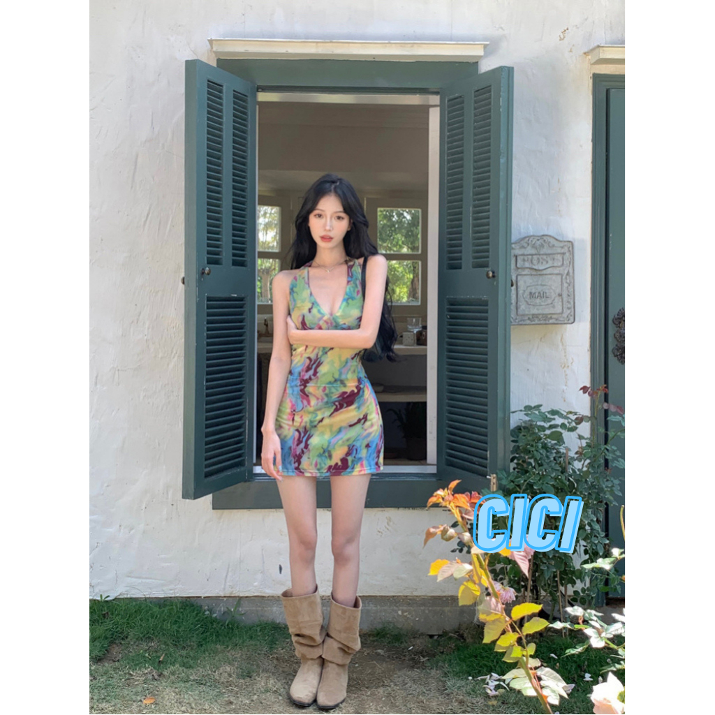 Cici(NO.Y21)มินิเดรสลายผ้ามัดย้อม ใส่แล้วเรียบหรูดูแพงสุดๆ | Shopee Thailand